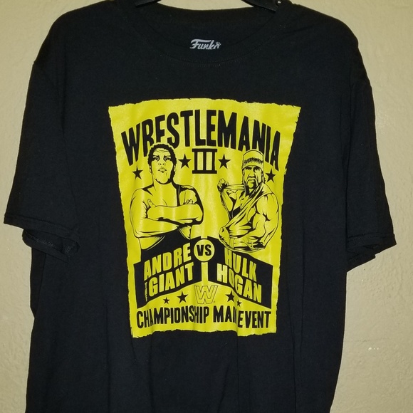 Shirts | Funko Wwe Wrestlemania Iii Mens Tshirt Hulk Hogan Andre The ...